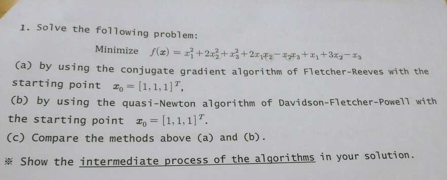 Solved 1. Solve the following problem: Minimize f(33 by | Chegg.com