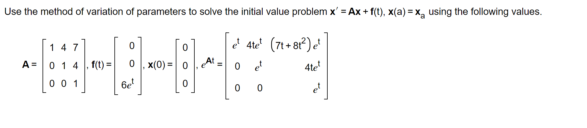 Solved e the method of variation of parameters to solve the | Chegg.com