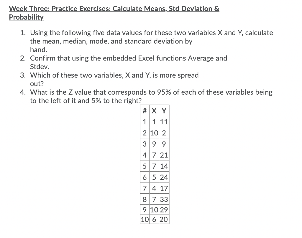 Solved Week Three: Practice Exercises: Calculate Means, Std | Chegg.com Solved Week Three: Practice Exercises: Calculate Means, Std | Chegg.com