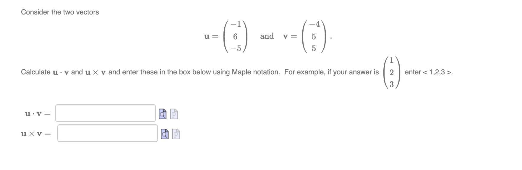Solved Consider the two vectors -1 4 u = 6 and V = 5 5 1 | Chegg.com