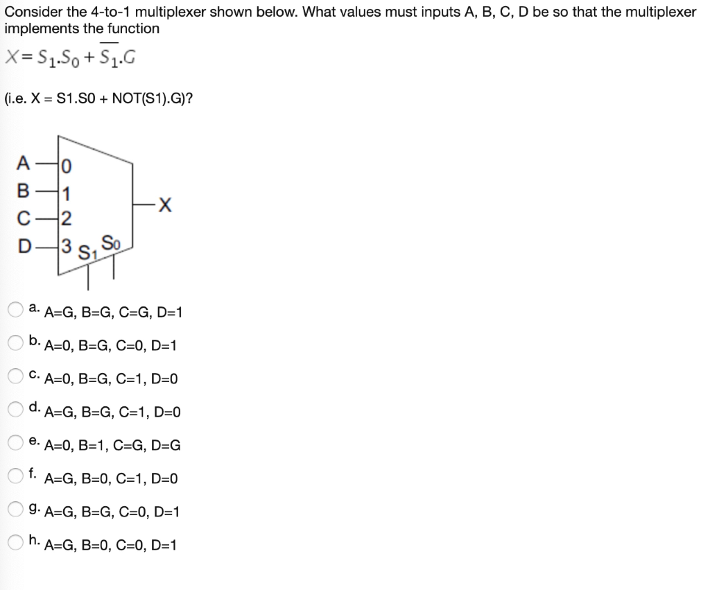 Solved Consider The 4 To 1 Multiplexer Shown Below What 