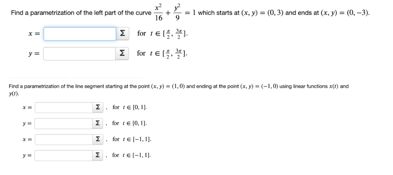 Solved Find a parametrization of the left part of the curve | Chegg.com