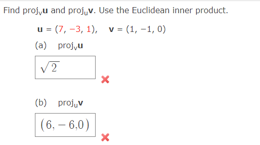 Solved Find proj,u and projuv. Use the Euclidean inner | Chegg.com