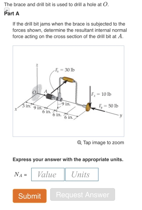 Solved The brace and drill bit is used to drill a hole at O. | Chegg.com