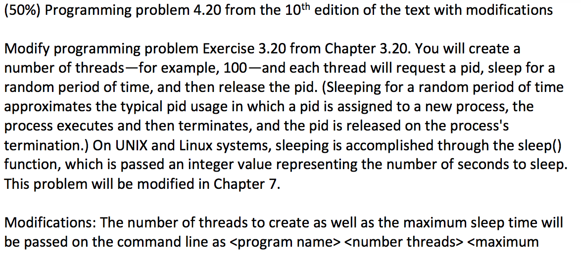 (50%) Programming problem 4.20 from the 10th edition | Chegg.com