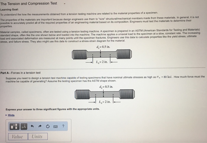 Solved The Tension and Compression Test Learning Goal: To | Chegg.com