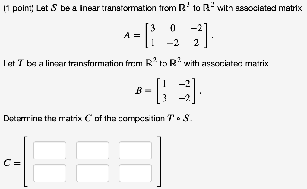 Solved (1 point) Let f:R? → R be defined by f((x, y)) = 3y – | Chegg.com