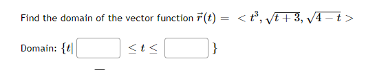 Solved Find the domain of the vector function F(t) = | Chegg.com