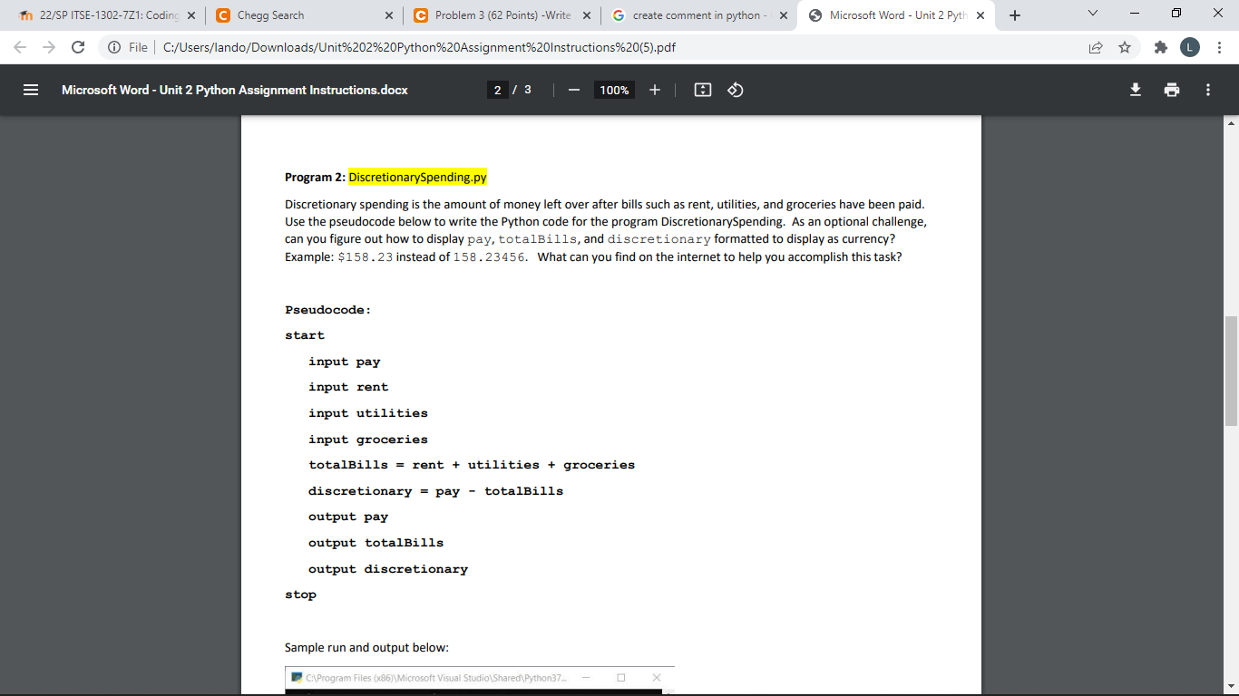 m 22/SP ITSE-1302-771: Coding X C Chegg Search х C | Chegg.com