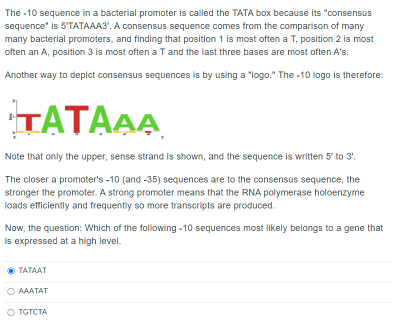 Solved The -10 sequence in a bacterial promoter is called | Chegg.com