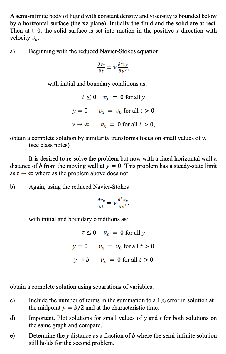 Solved A semi-infinite body of liquid with constant density | Chegg.com