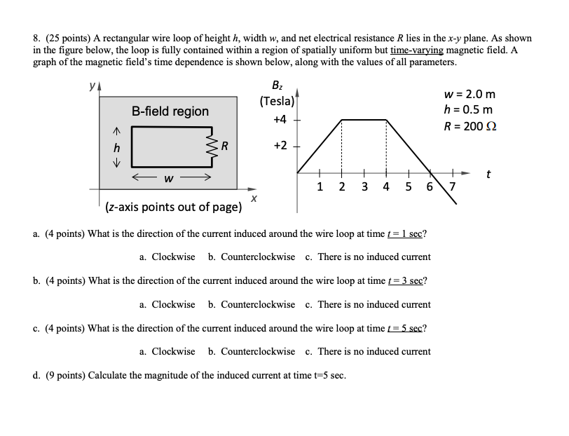 Solved 8. (25 points) A rectangular wire loop of height h, | Chegg.com