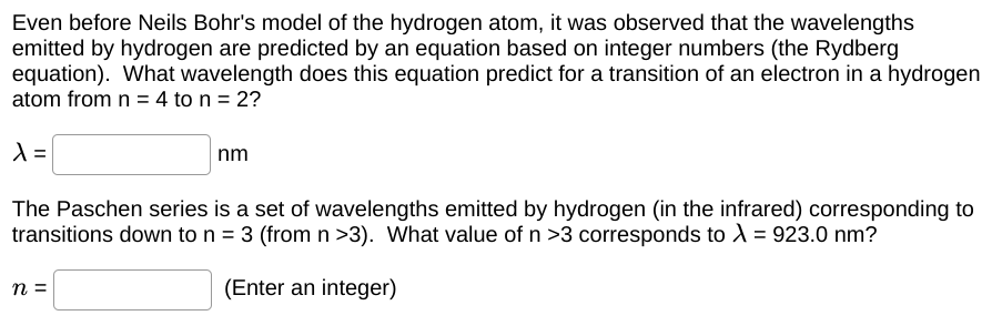 Solved Even before Neils Bohr's model of the hydrogen atom, | Chegg.com
