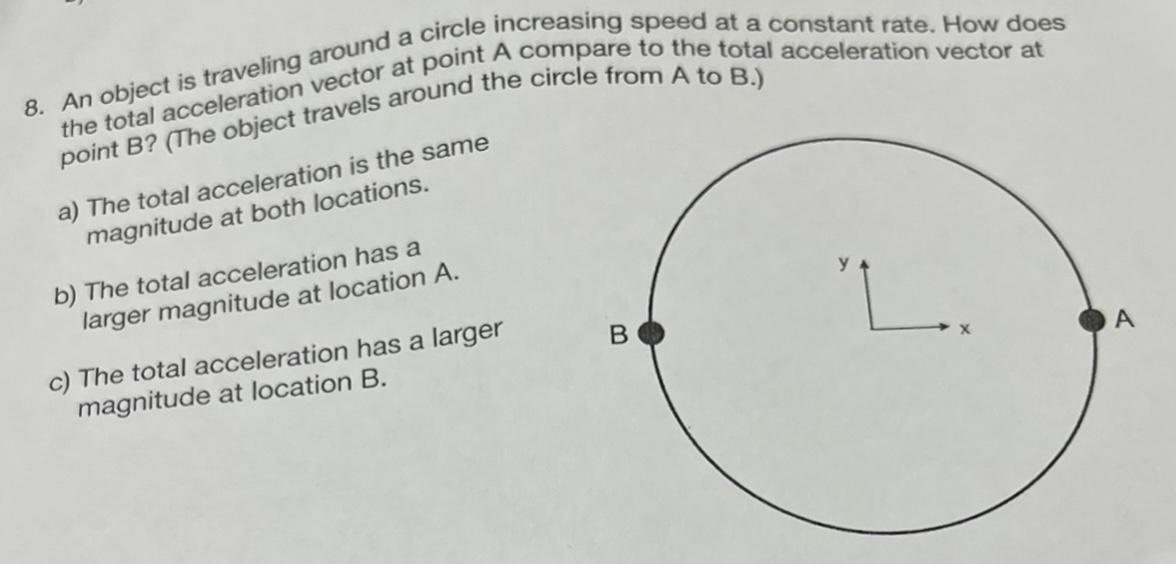 Solved 8. An object is traveling around a circle increasing | Chegg.com