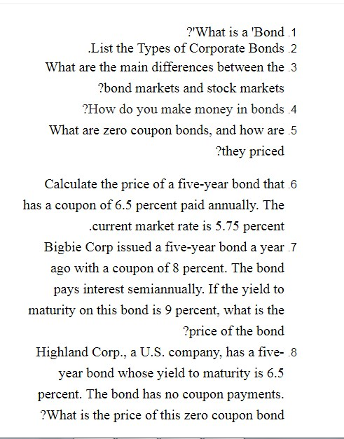 Solved ?'What is a 'Bond.1 List the Types of Corporate Bonds | Chegg.com