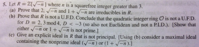 Solved 5. Let R = Z[Fn] where n isa squarefree integer | Chegg.com