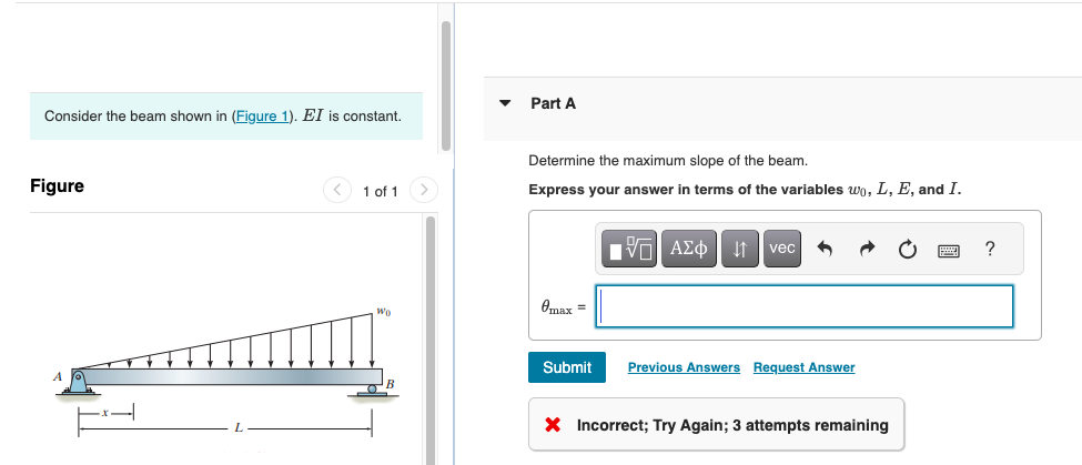 Solved Consider the beam shown in Figure EI is constant. | Chegg.com