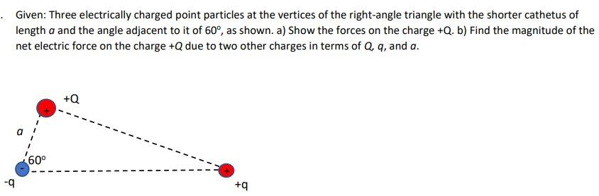 Solved Given: Three electrically charged point particles at | Chegg.com