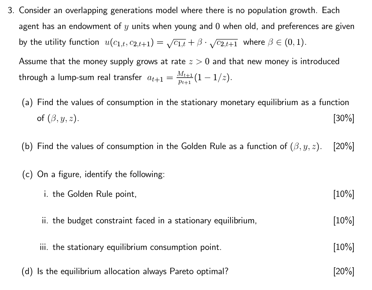 3. Consider an overlapping generations model where | Chegg.com