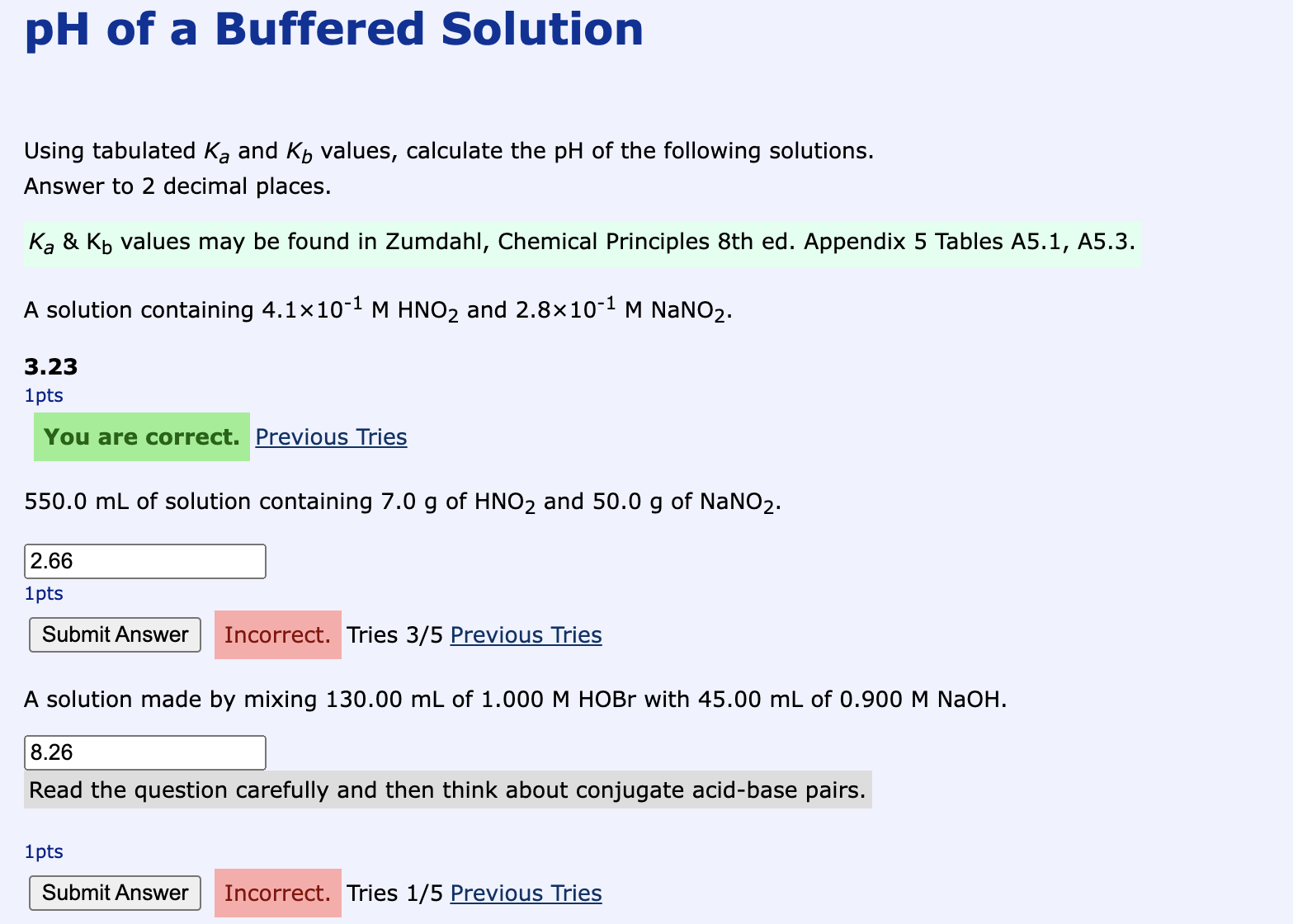 Solved Using tabulated Ka and Kb values, calculate the pH of | Chegg.com