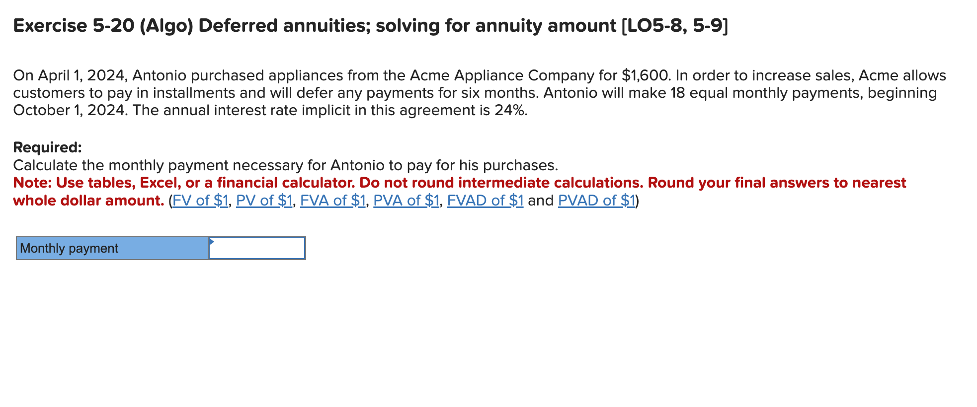 Exercise 5-20 (Algo) Deferred annuities; solving for | Chegg.com