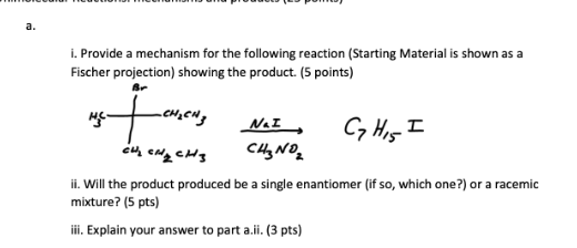 Solved i. Provide a mechanism for the following reaction | Chegg.com