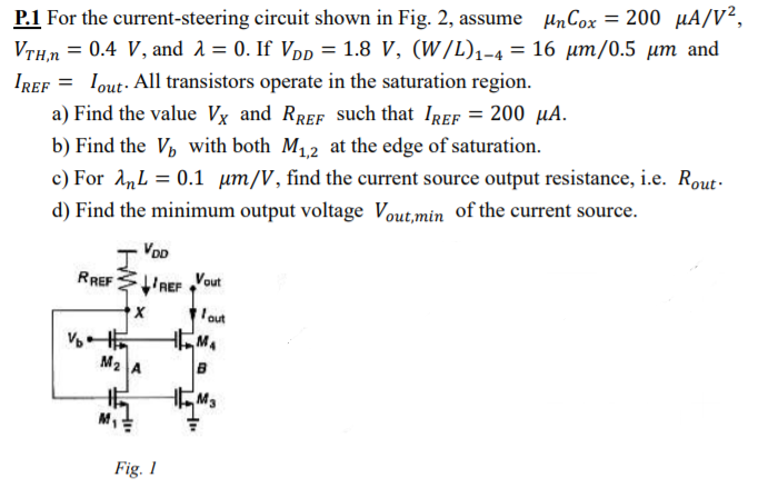 Solved P.1 For the current-steering circuit shown in Fig. 2, | Chegg.com