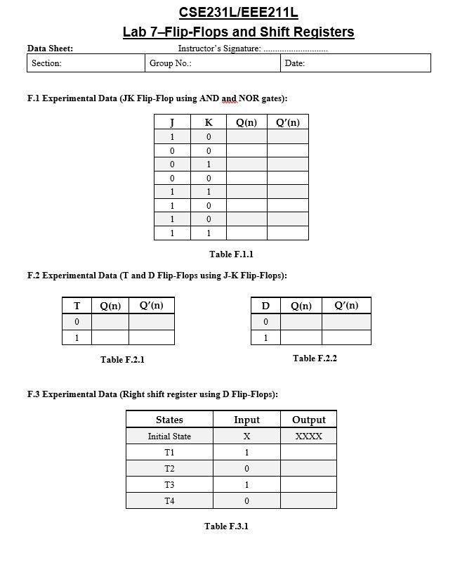 Solved Lab8 :Introduction to Flip-Flops and Shift Registers | Chegg.com