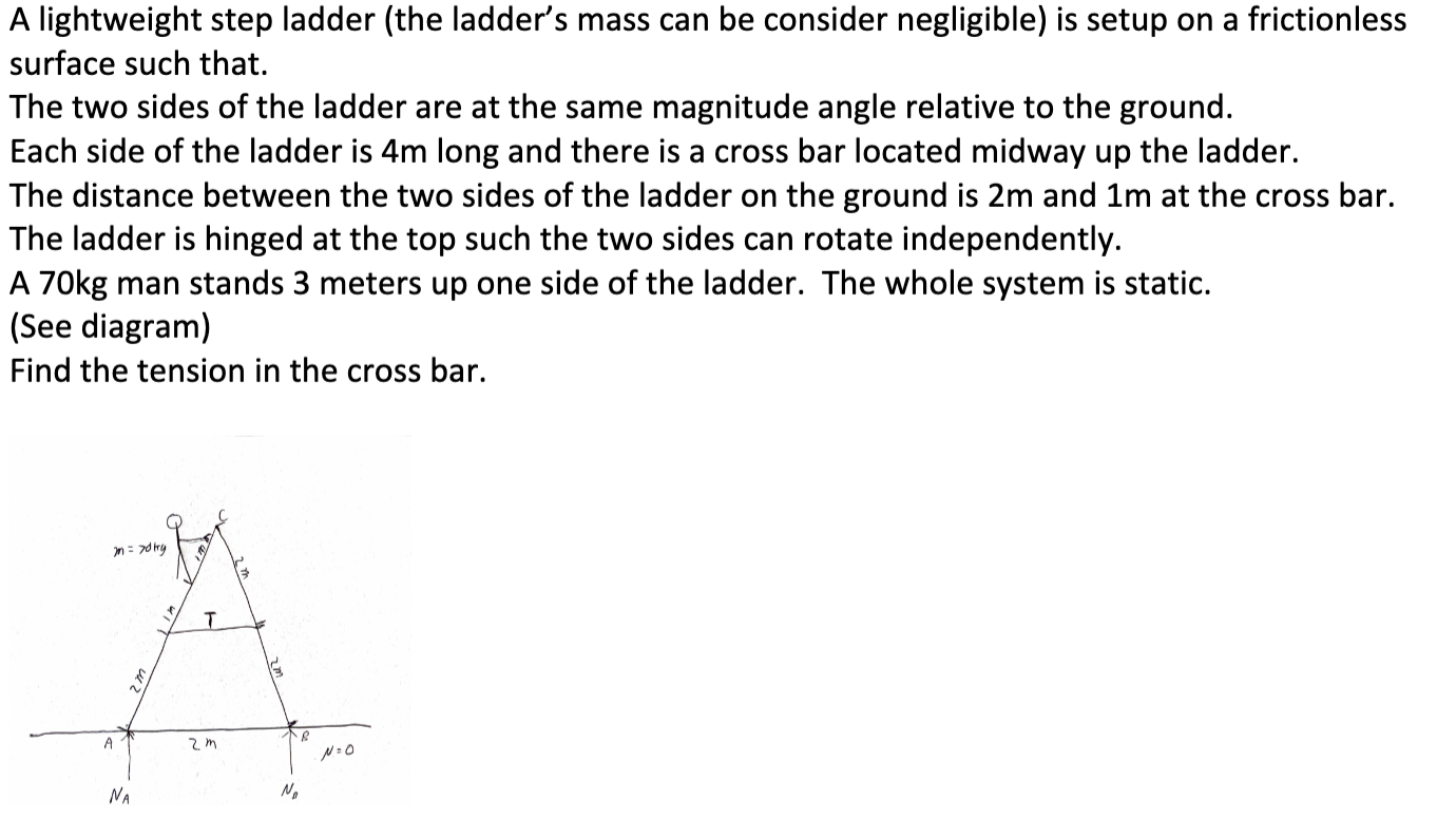 Solved A lightweight step ladder (the ladder's mass can be | Chegg.com