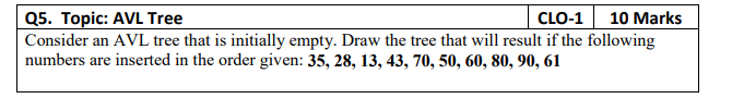 Solved Q5. Topic: AVL Tree CL0-1 10 Marks Consider an AVL | Chegg.com