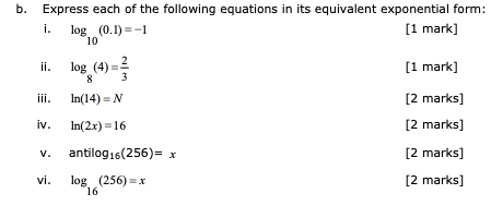 Solved Given a logarithmic function of the form: loga(x) | Chegg.com
