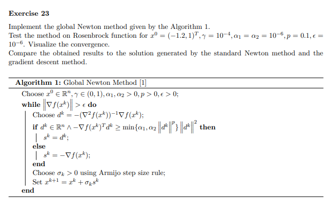 Solved Exercise 23 Implement the global Newton method given | Chegg.com