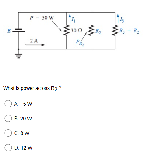 Solved What is power across R2 ?A. 15WB. 20WC. 8WD. 12W | Chegg.com