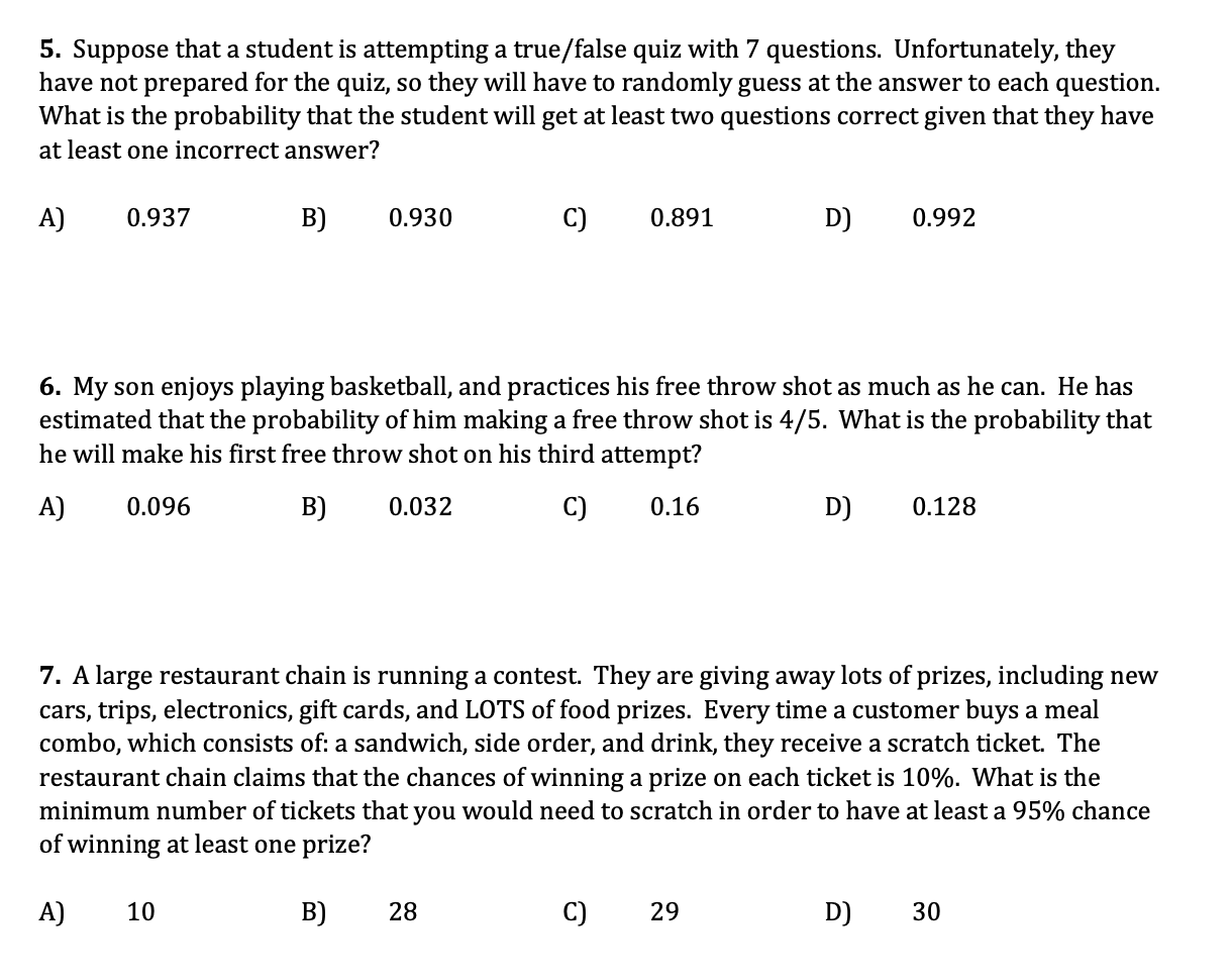Solved 5. Suppose that a student is attempting a true/false | Chegg.com