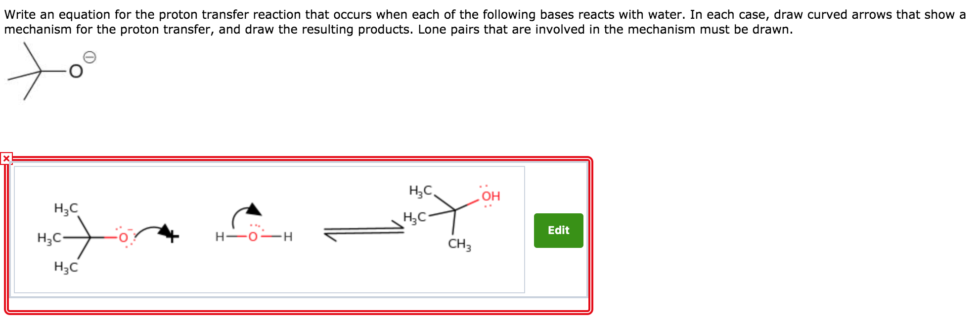 Solved Write an equation for the proton transfer reaction | Chegg.com