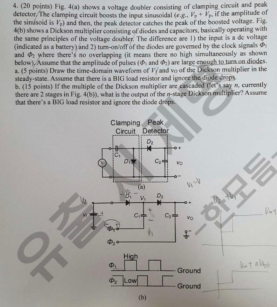 4. ( 20 points) Fig. 4(a) shows a voltage doubler | Chegg.com