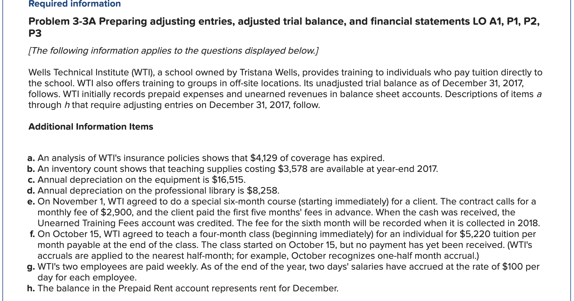 Solved Required information Problem 3-3A Preparing adjusting | Chegg.com