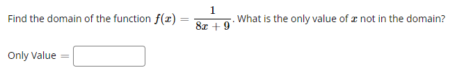 Solved Find the domain of the function f(x)=18x+9. ﻿What is | Chegg.com