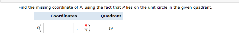 Solved Find the missing coordinate of P, using the fact that | Chegg.com