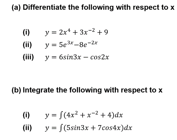 Solved (a) Differentiate the following with respect to x (i) | Chegg.com