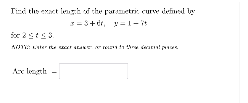 Solved Find the exact length of the parametric curve defined | Chegg.com