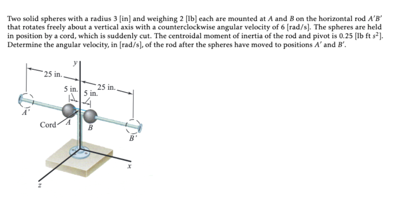 Solved Two solid spheres with a radius 3 [in] and weighing 2 | Chegg.com