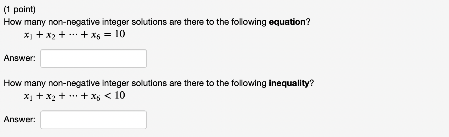 Solved How many non-negative integer solutions are there to | Chegg.com