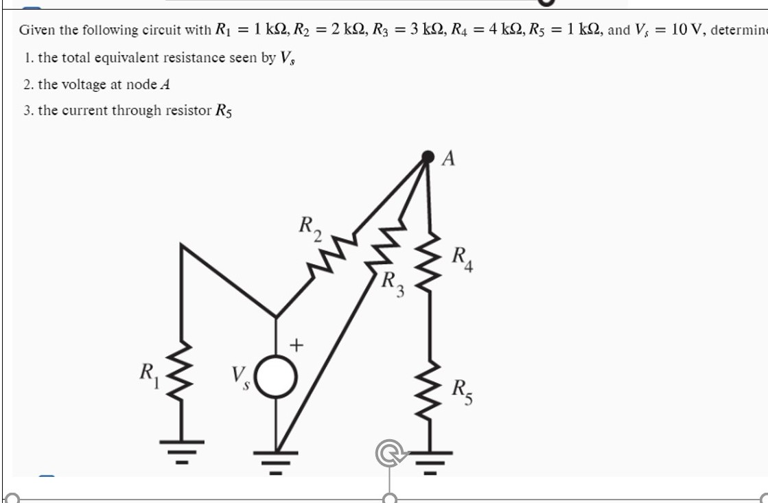 Solved Given the following circuit with R1 = 1 k-2, R2 = 2 | Chegg.com
