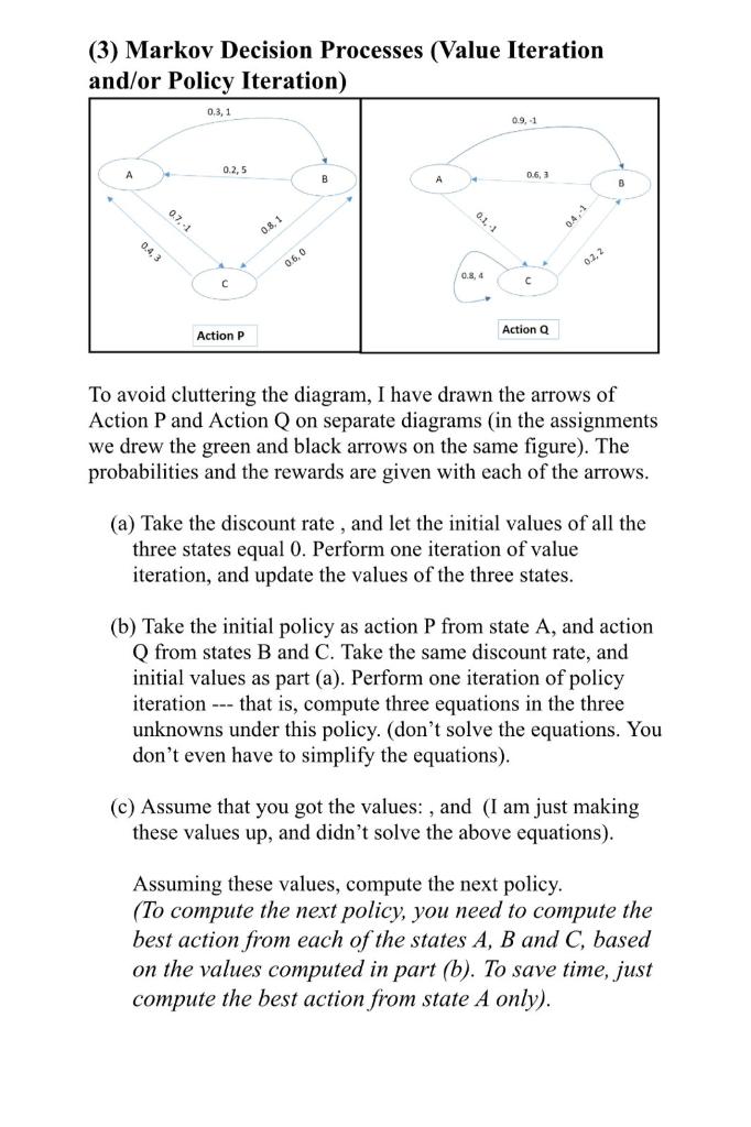 Solved (3) Markov Decision Processes (Value Iteration and/or | Chegg.com