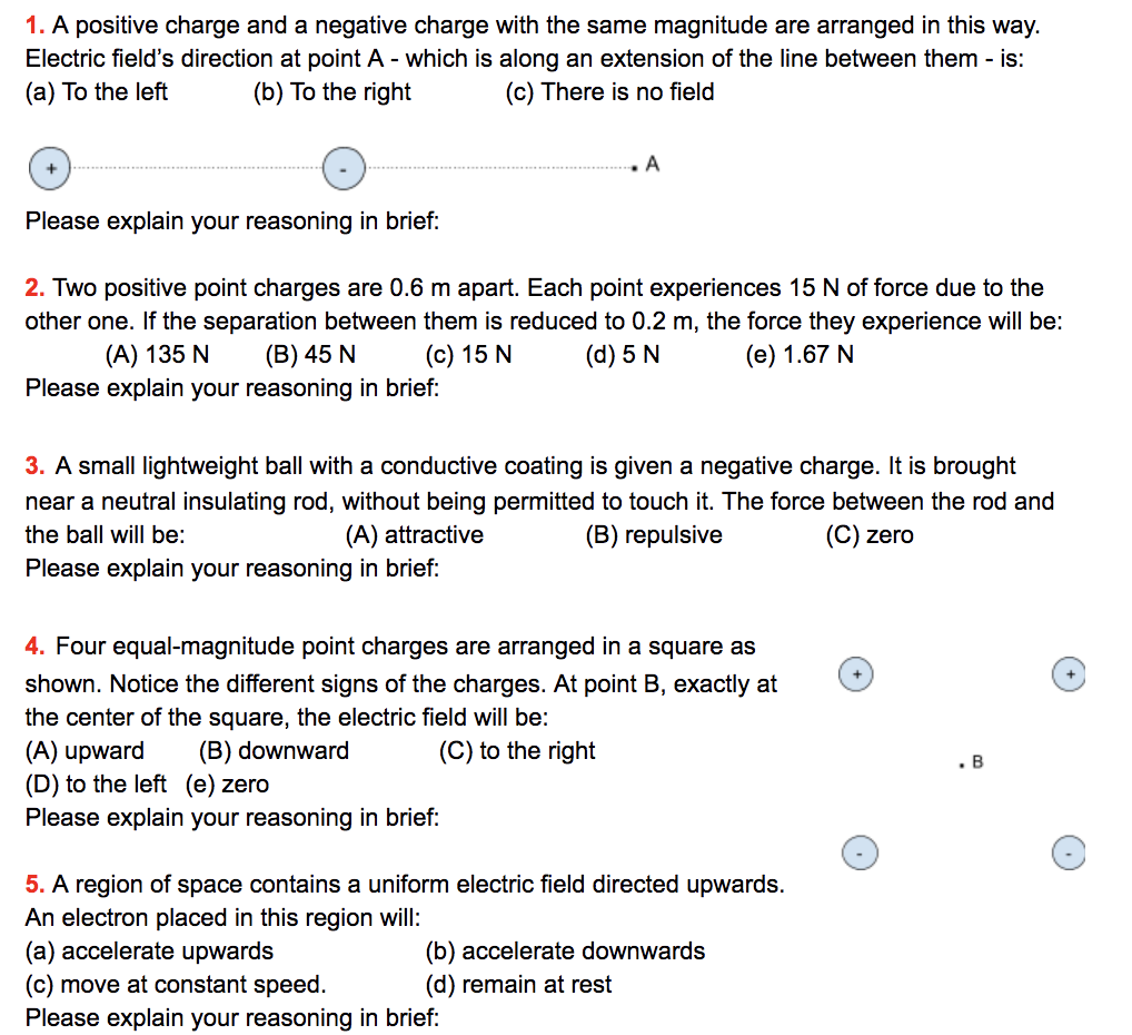 Solved 1. A positive charge and a negative charge with the | Chegg.com