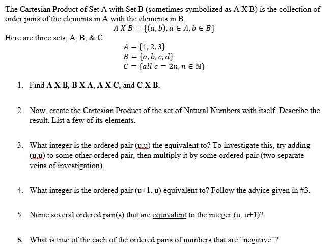 Solved The Cartesian Product Of Set A With Set B Sometimes