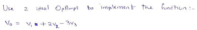 Solved Use 2 ideal OpAmps to implement the function:- | Chegg.com