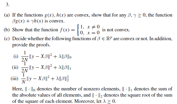 Solved (a) ﻿If the functions g(x),h(x) ﻿are convex, show | Chegg.com