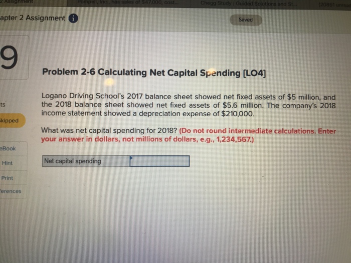 Solved apter 2 Assignment Saved 9 Problem 2-6 Calculating | Chegg.com Solved apter 2 Assignment Saved 9 Problem 2-6 Calculating | Chegg.com